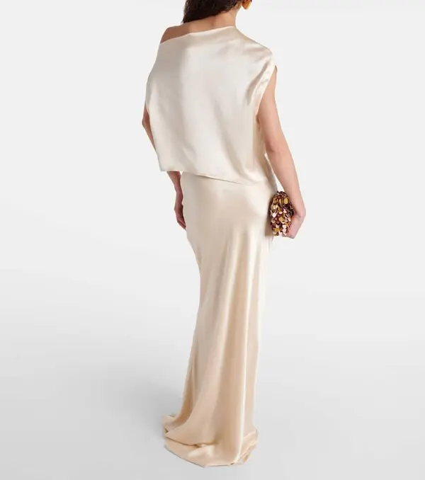 THE SEI Draped Silk Satin Top - White