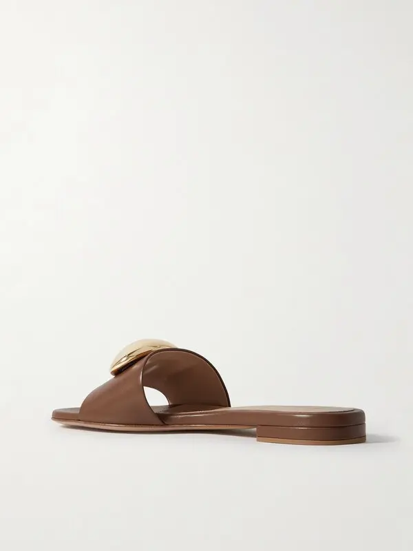 GIANVITO ROSSI Embellished Leather Slides