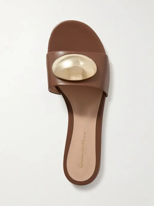 GIANVITO ROSSI Embellished Leather Slides