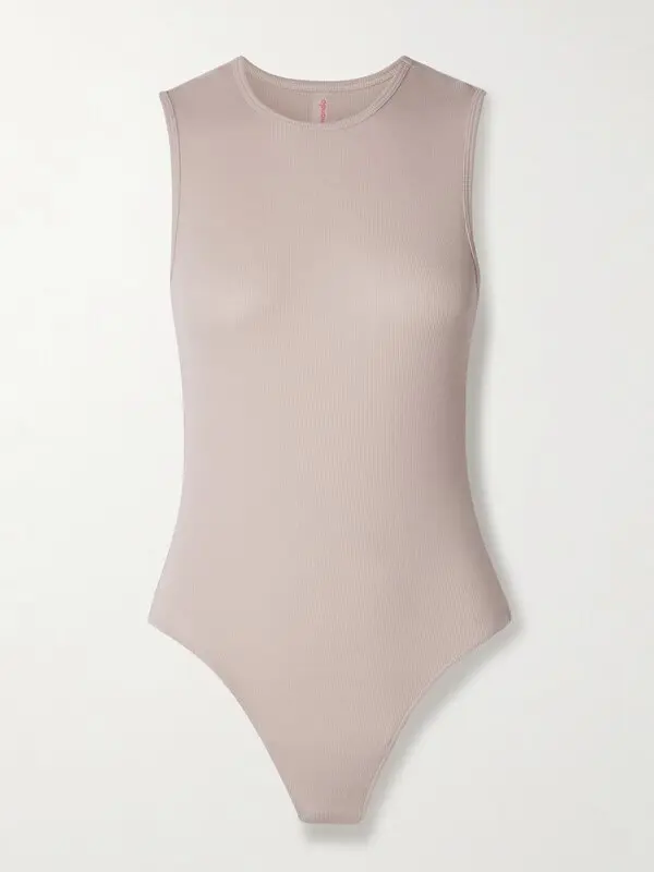Commando Luxury Rib Stretch Pima Cotton And Modal-blend Bodysuit - Pink