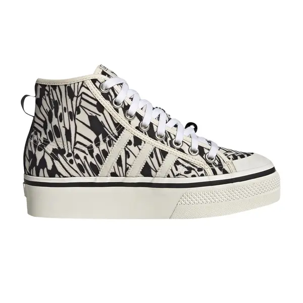 adidas Nizza Platform Mid Black/White Women's Shoes, Size: 6.5