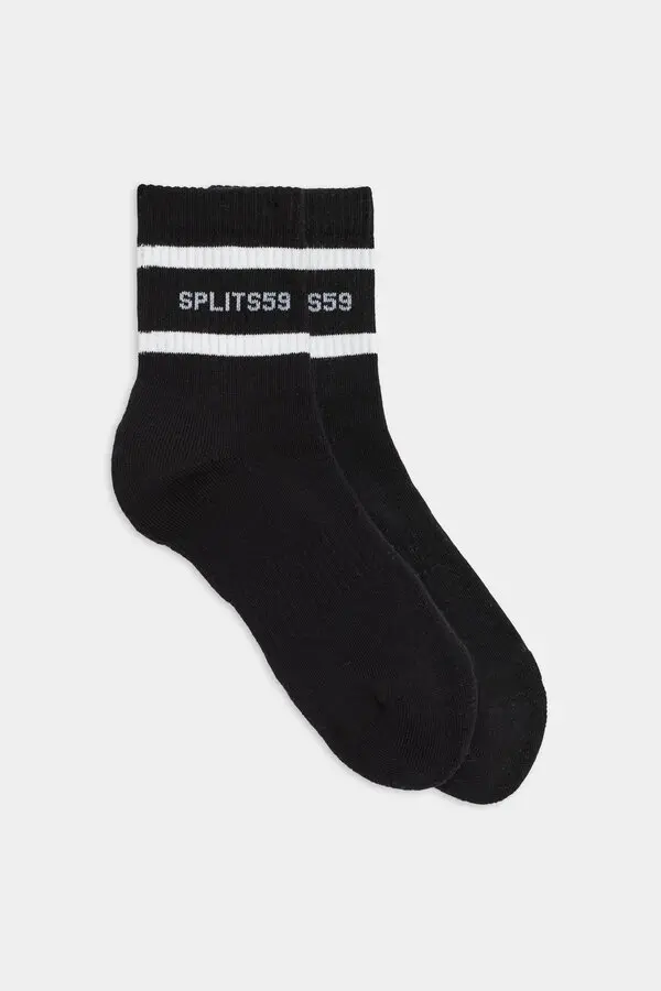 Splits59 Logo Stripe Quarter Socks - Black/white