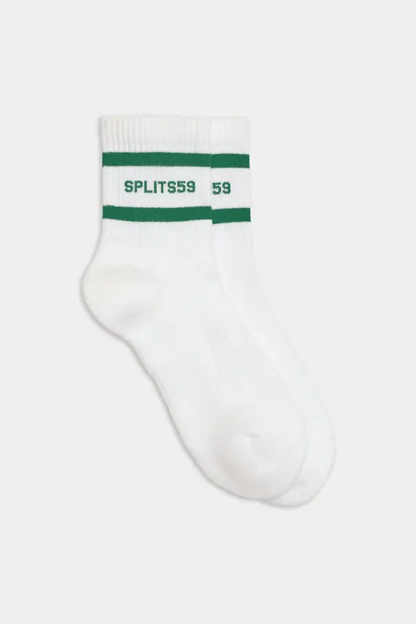 Splits59 Logo Stripe Quarter Socks - White/arugula