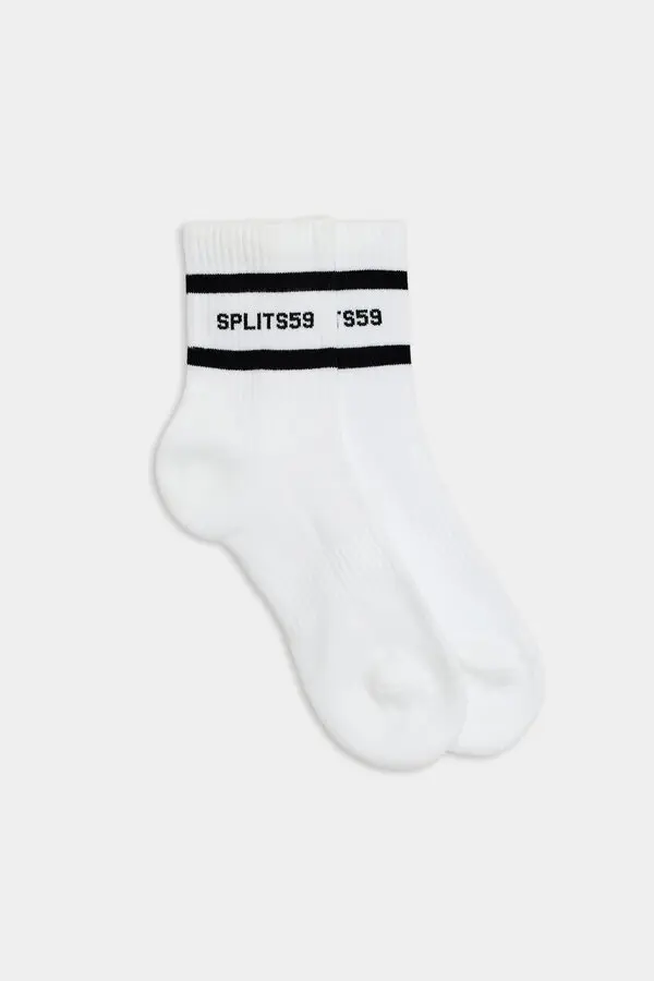 Splits59 Logo Stripe Quarter Socks - White/black