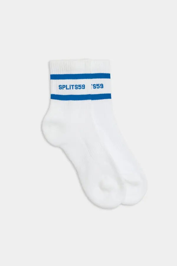 Splits59 Logo Stripe Quarter Socks - White/classic Blue