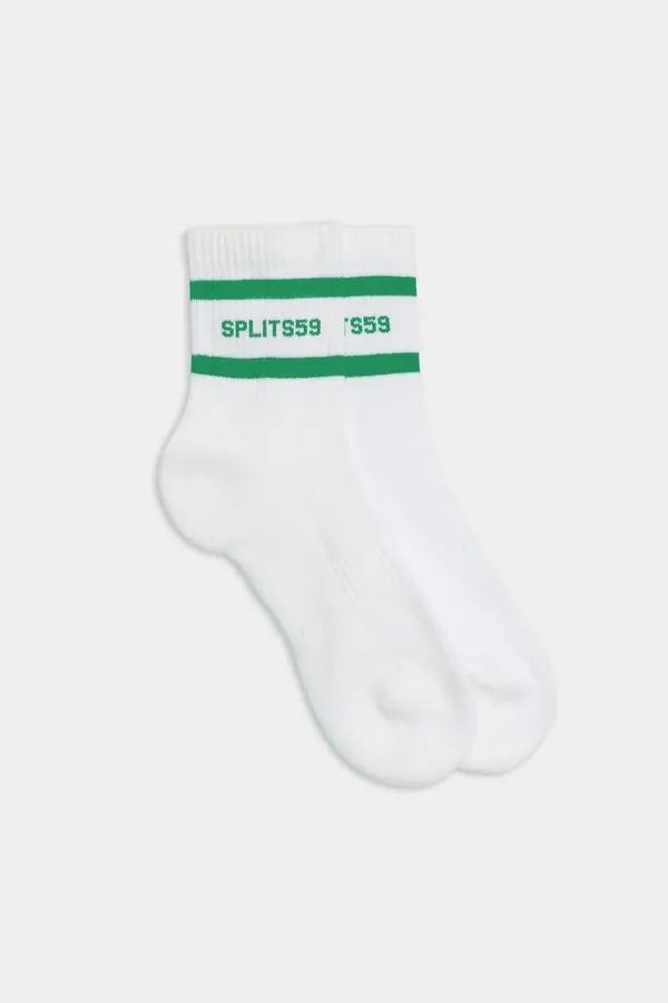 Splits59 Logo Stripe Quarter Socks - White/grass