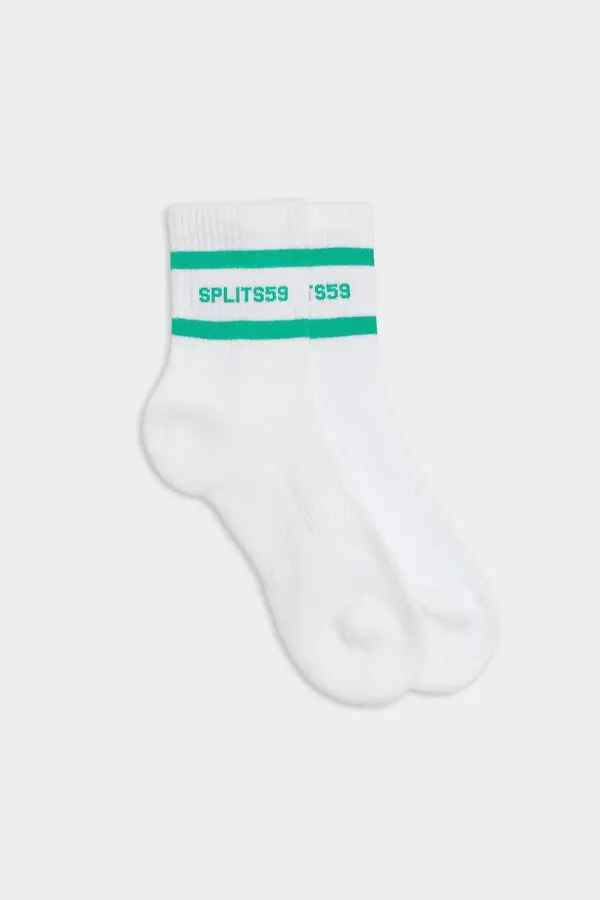 Splits59 Logo Stripe Quarter Socks - White/spearmint