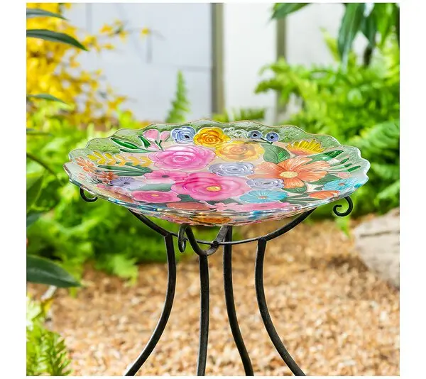 EVERGREEN 18' Bundle Of Flowers Bird Bath