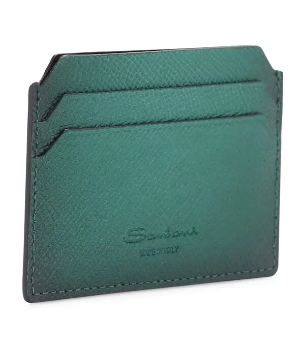Santoni Leather Card Holder - Green
