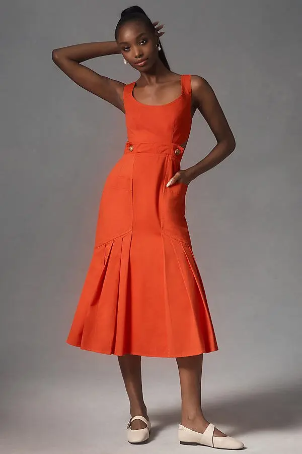Hunter Bell Giselle Sleeveless Square-neck Midi Dress