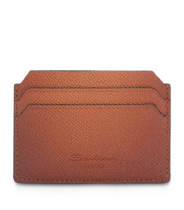 Santoni Leather Card Holder - Brown