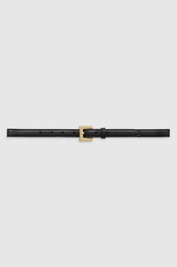ANINE BING Nicola Leather Belt - Black With Gold