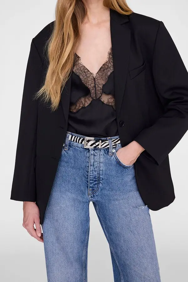 ANINE BING Nicola Leather Belt - Zebra