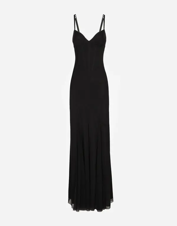 Dolce & Gabbana Long Tulle Slip Dress With Corset Details