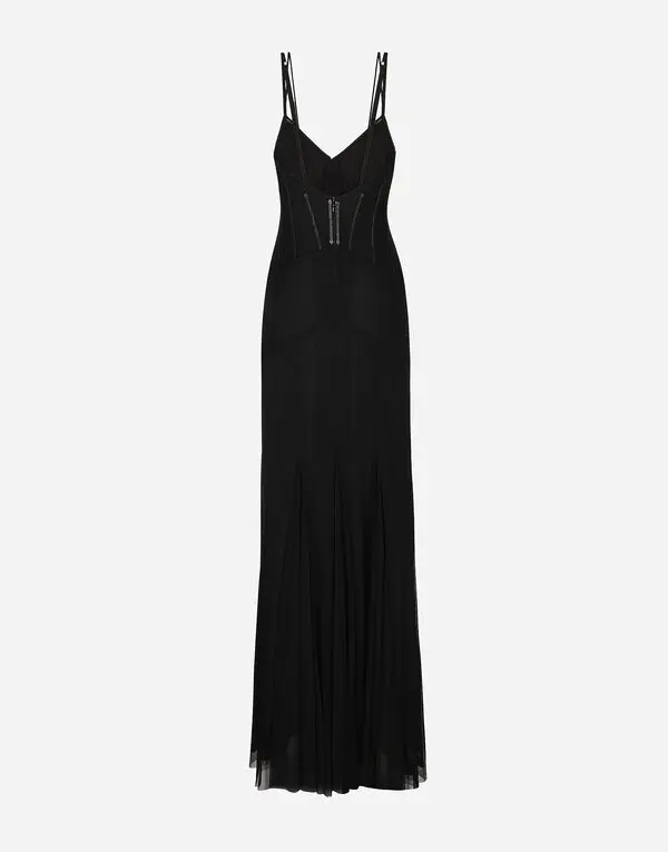 Dolce & Gabbana Long Tulle Slip Dress With Corset Details