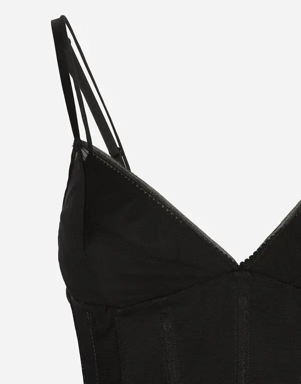 Dolce & Gabbana Long Tulle Slip Dress With Corset Details