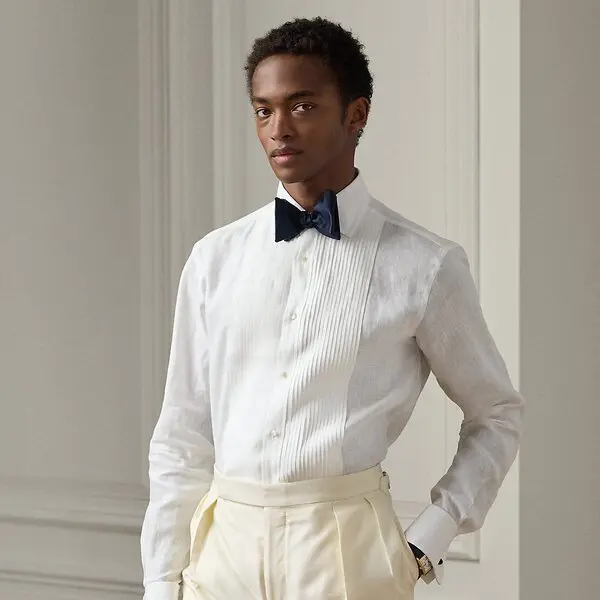 Ralph Lauren Linen French Cuff Tuxedo Shirt