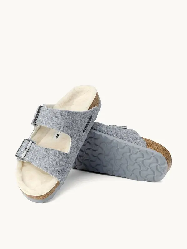 BIRKENSTOCK Arizona Shearling-lined Sandals - Wool,wool,light Gray,natural