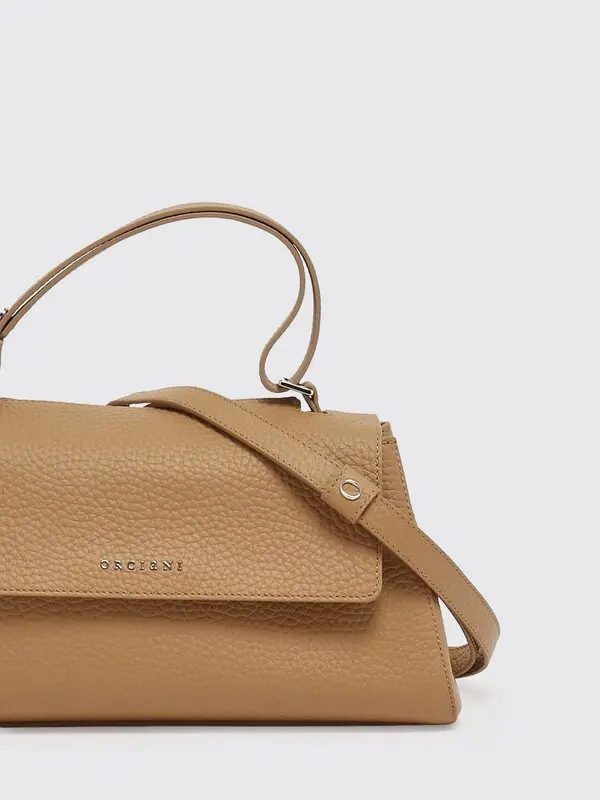 Orciani Hammered Leather Sveva Baguette Bag - Biscuit