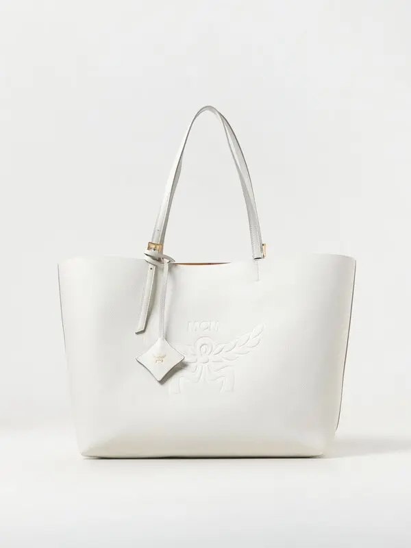 Mcm Embossed Leather Tote Bag
