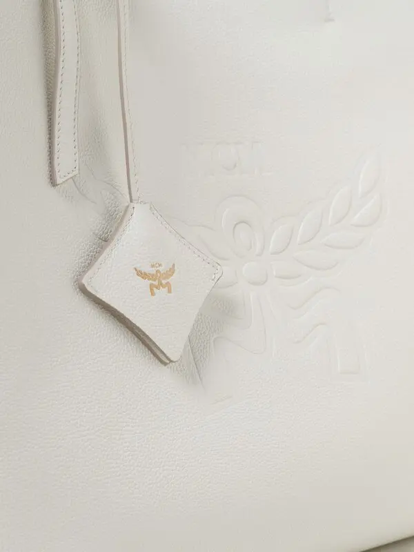 Mcm Embossed Leather Tote Bag