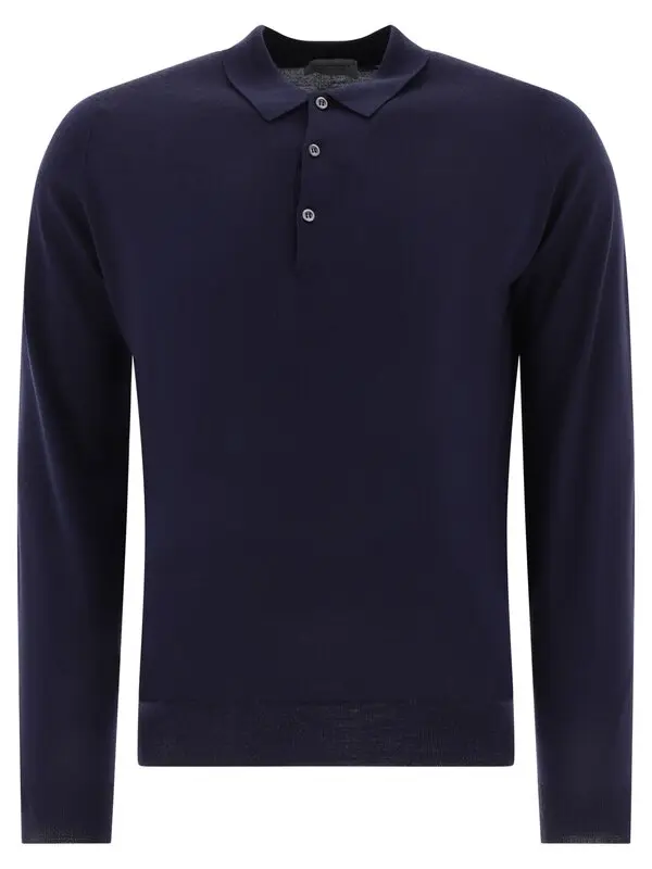 John Smedley Belper' Merino Wool Polo Shirt - Blue