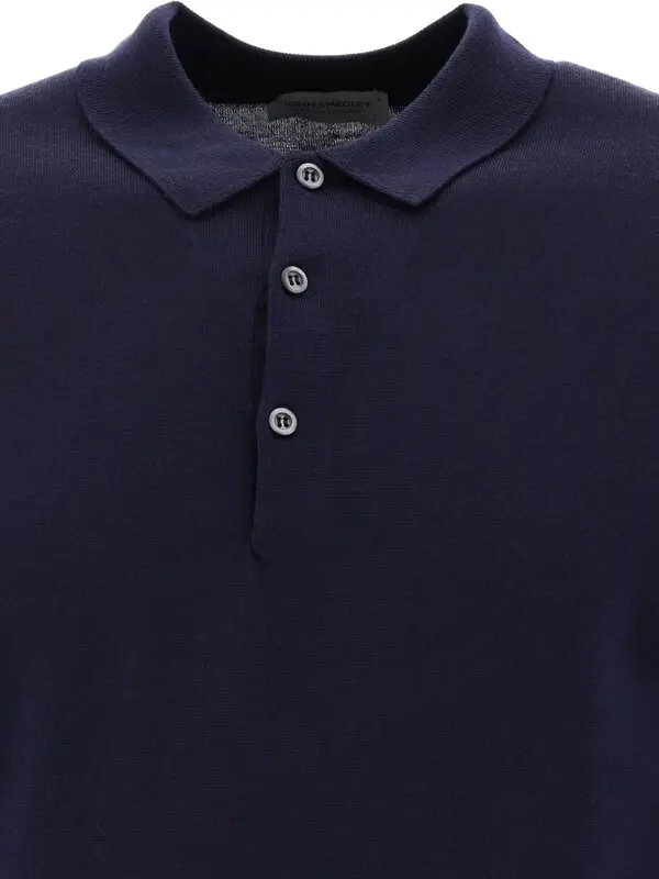 John Smedley Belper' Merino Wool Polo Shirt - Blue