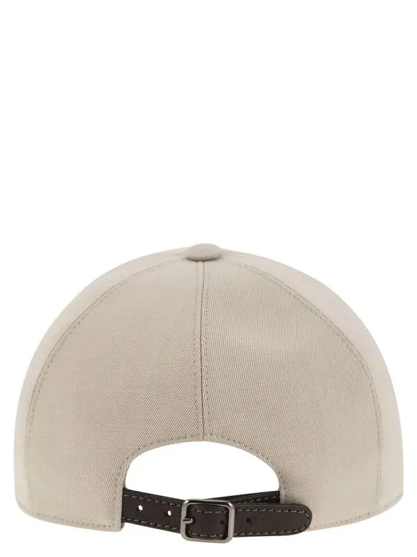 Brunello Cucinelli Viscose And Linen Gabardine Baseball Cap With Shiny Band