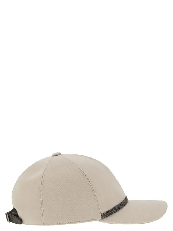 Brunello Cucinelli Viscose And Linen Gabardine Baseball Cap With Shiny Band