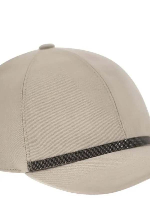 Brunello Cucinelli Viscose And Linen Gabardine Baseball Cap With Shiny Band