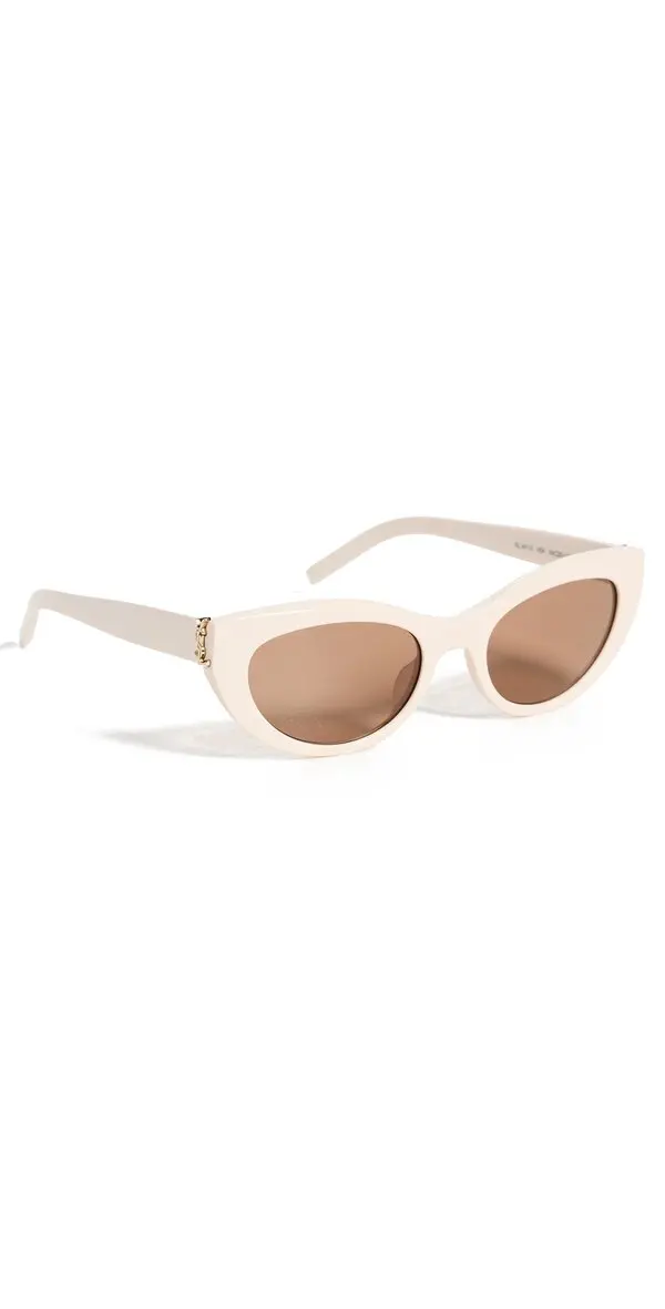 Saint Laurent Monogram Cat Eye Sunglasses - Ivory/ivory/brown