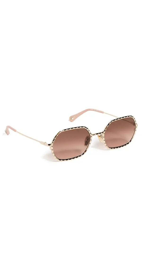 Chloe Gold and Brown Scalloped Sunglasses ?CHLOE? Tally Scalloped Sunglasses CE147S 834 Gold Brown  main image 3