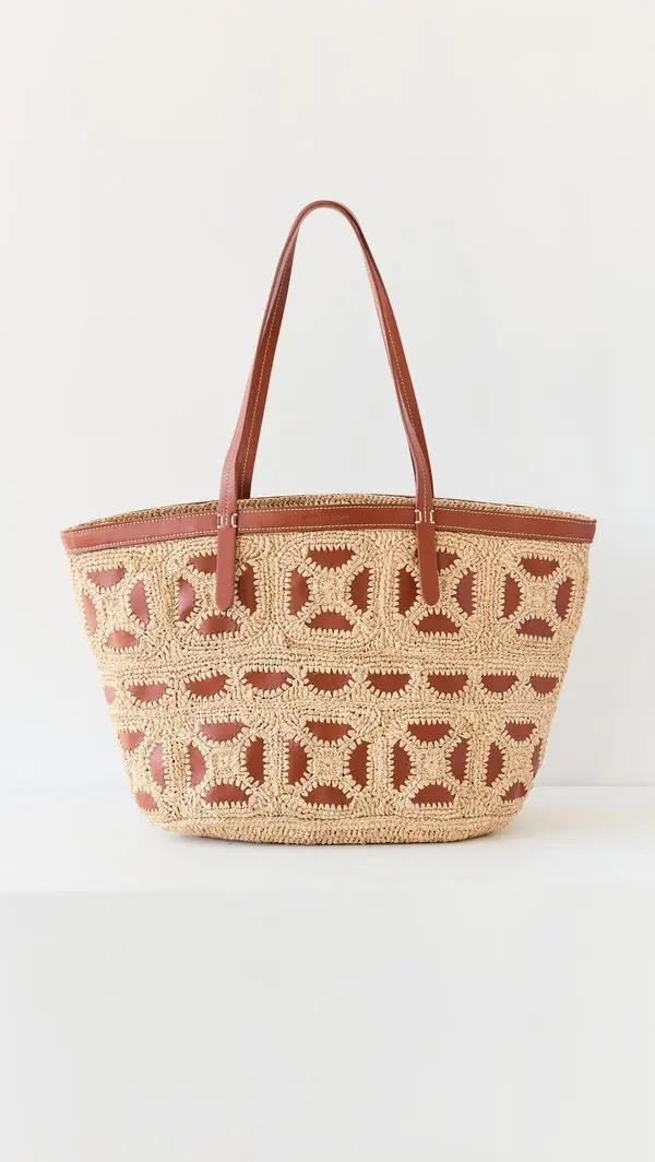 Vanessa Bruno Raffia Panier Bag In Cognac 60% Off Editorialist