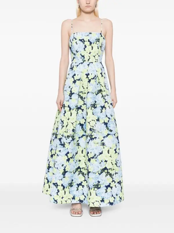 Sachin & Babi Beau Floral-print Gown - Blue
