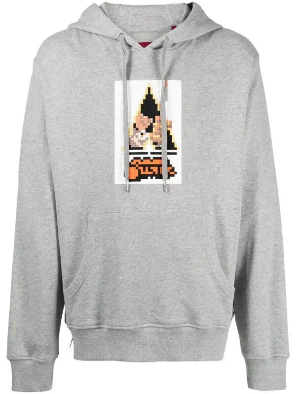 MOSTLY HEARD RARELY SEEN Clock Is Working Graphic-print Cotton Hoodie - Grey