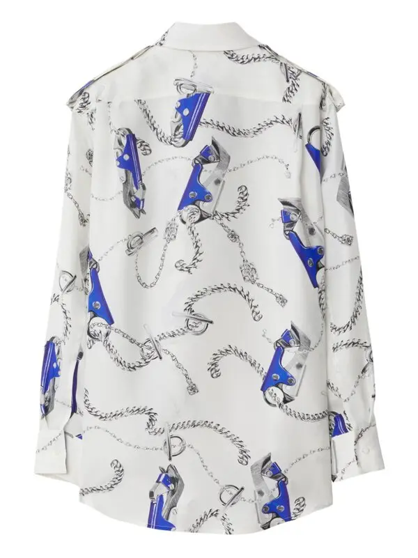 Burberry Knight Hardware-print Silk Shirt - White