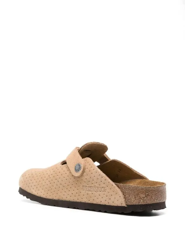 BIRKENSTOCK Boston Bs Perforated Suede Mules - Neutrals
