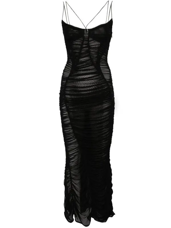 MUGLER Mesh Fitted Midi Dress