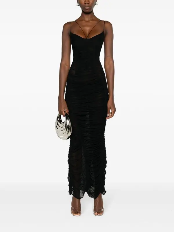 MUGLER Mesh Fitted Midi Dress