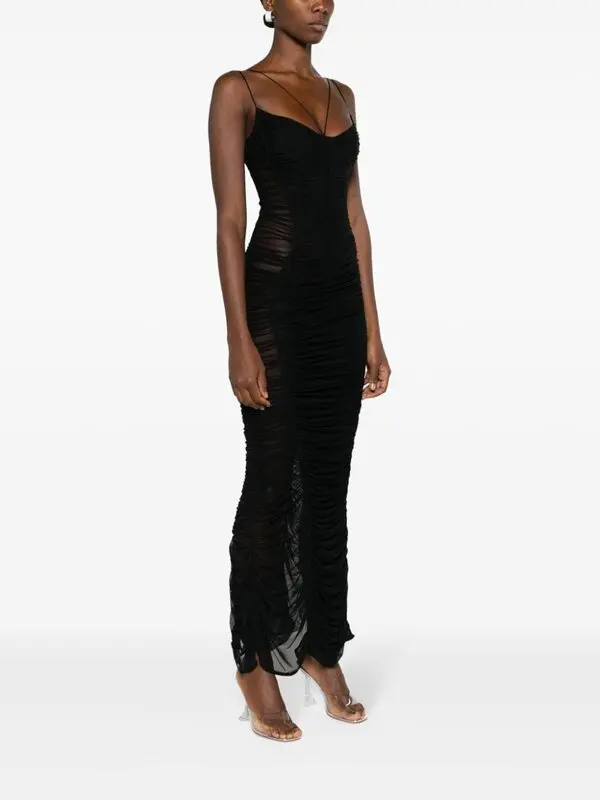 MUGLER Mesh Fitted Midi Dress