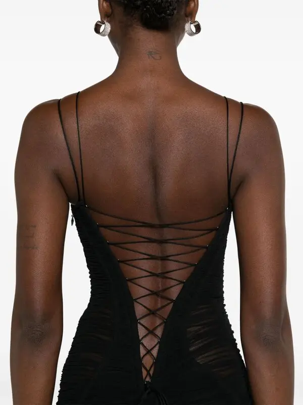 MUGLER Mesh Fitted Midi Dress
