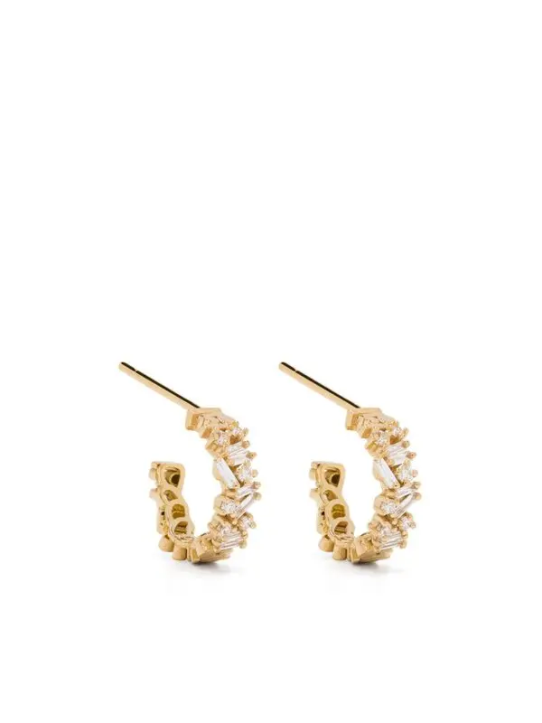 SUZANNE KALAN 18kt Yellow Diamond Hoop Earrings - Gold
