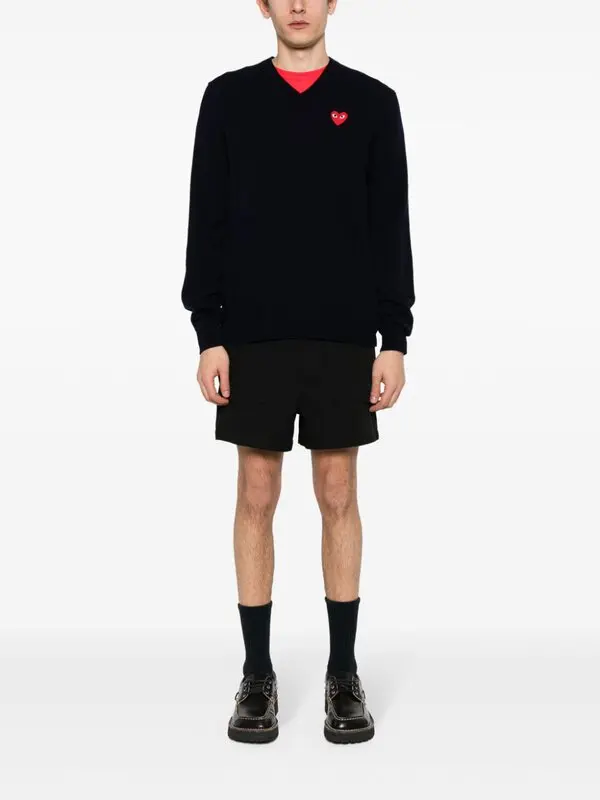 Play Comme Des Garcon Logo-patch Wool Jumper - Blue