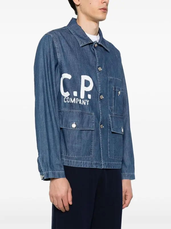 C.P. COMPANY Logo-print Denim Jacket - Blue