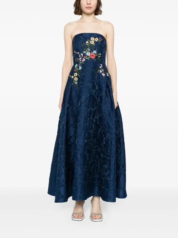 Sachin & Babi Belle Floral-embroidered Maxi Dress - Blue