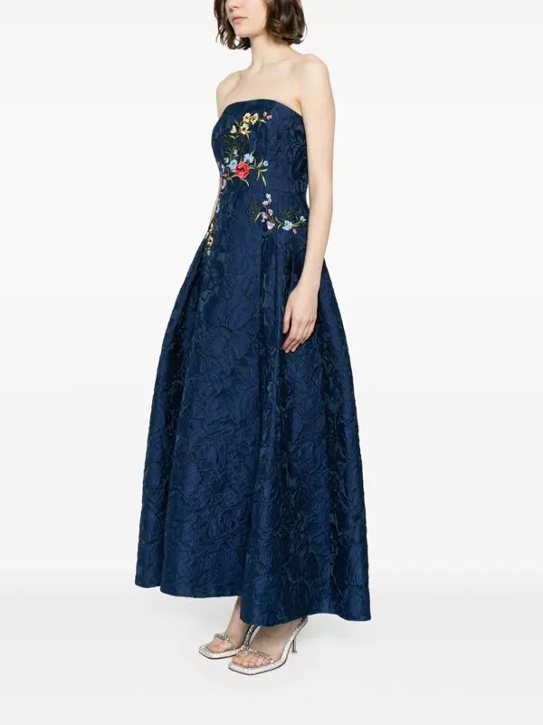 Sachin & Babi Belle Floral-embroidered Maxi Dress - Blue