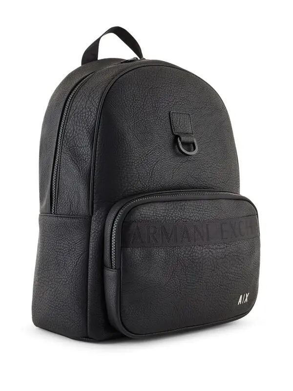 armani exchange faux leather backpack Armani Exchange Logo-Tape Faux-Leather Backpack - Black