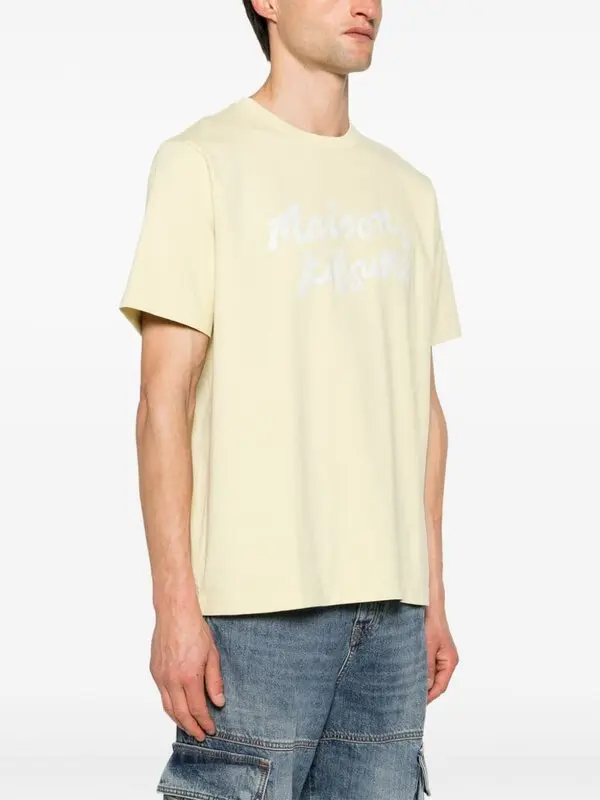Maison Kitsuné Handwriting-print Cotton T-shirt - Yellow