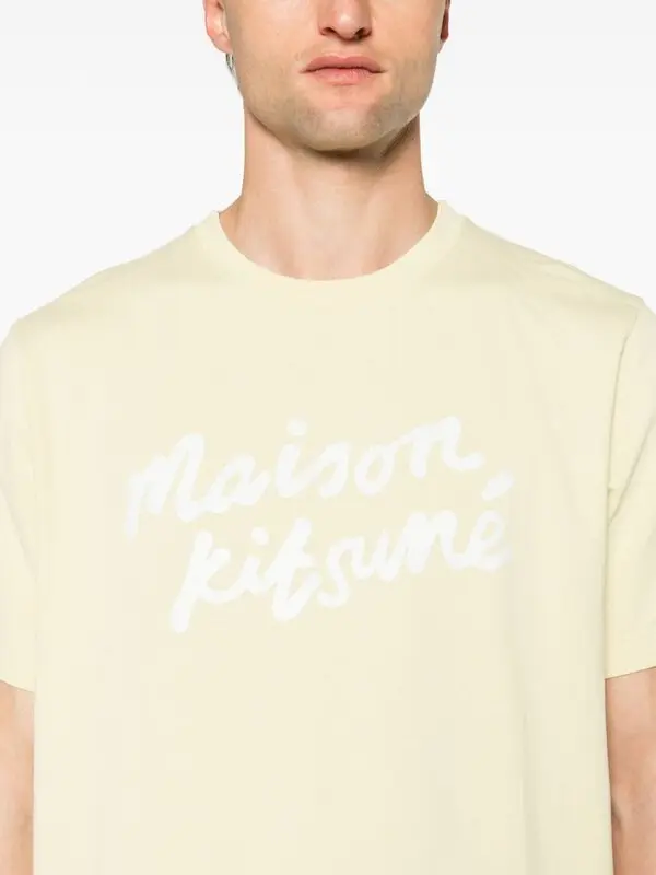 Maison Kitsuné Handwriting-print Cotton T-shirt - Yellow