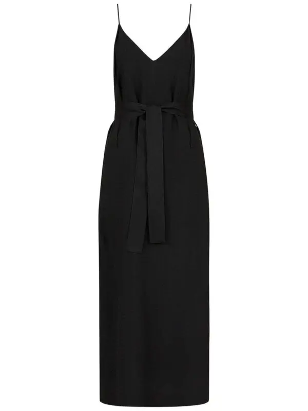 Armani Exchange Belted Patterned Jacquard Maxi Dress